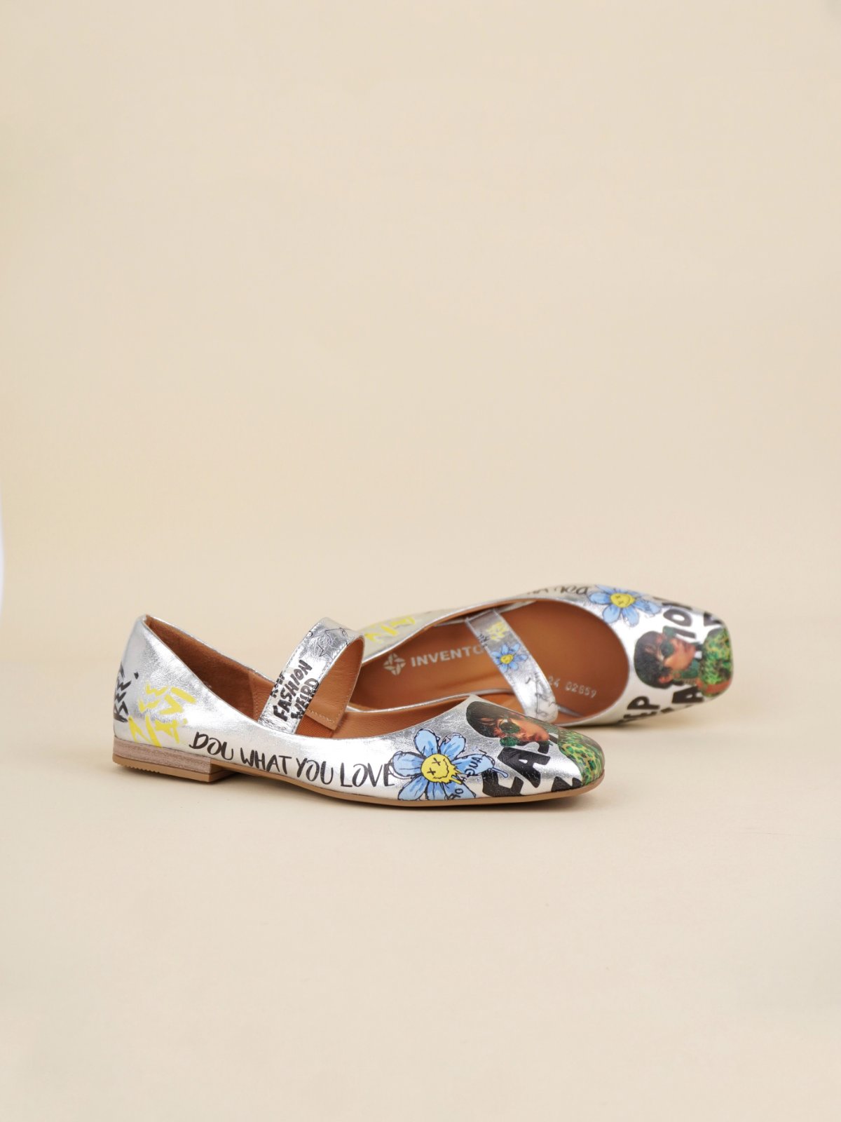 Kožne baletanke Invento 2859 Silver | Comfortino