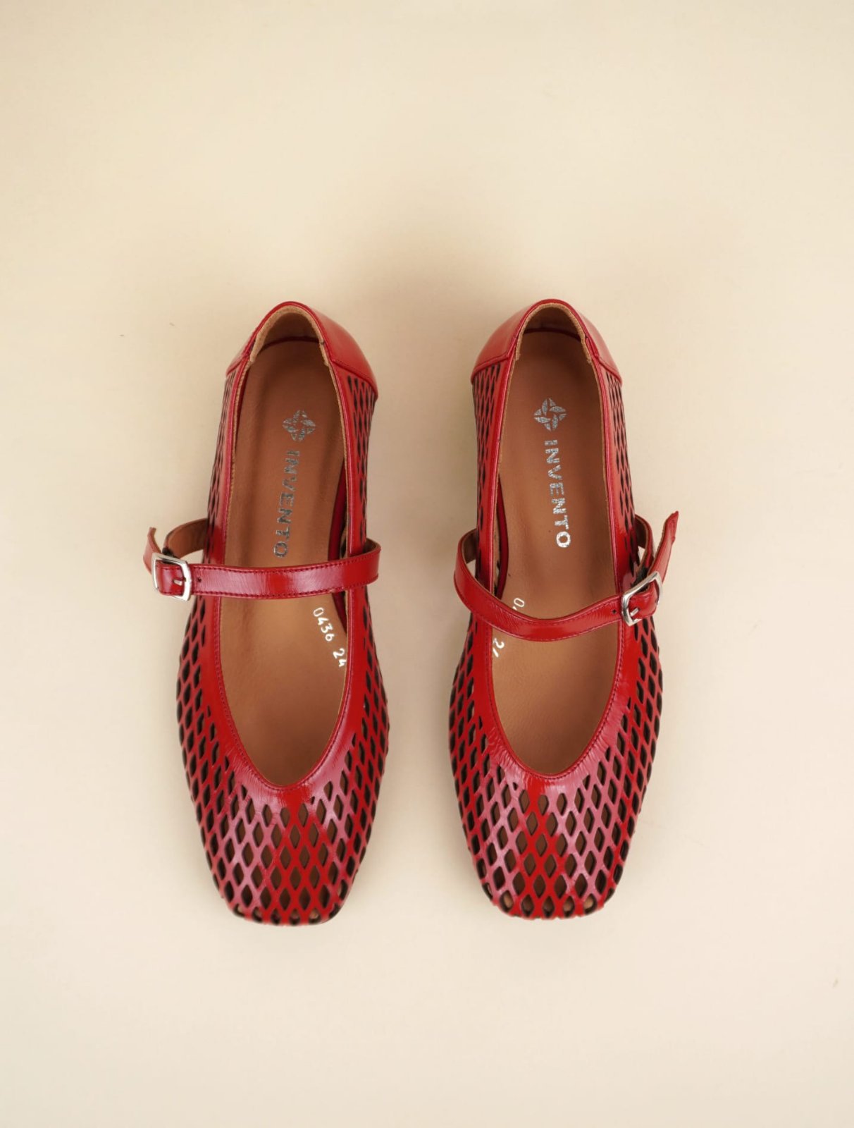 Kožne baletanke Invento 2855 Red | Comfortino