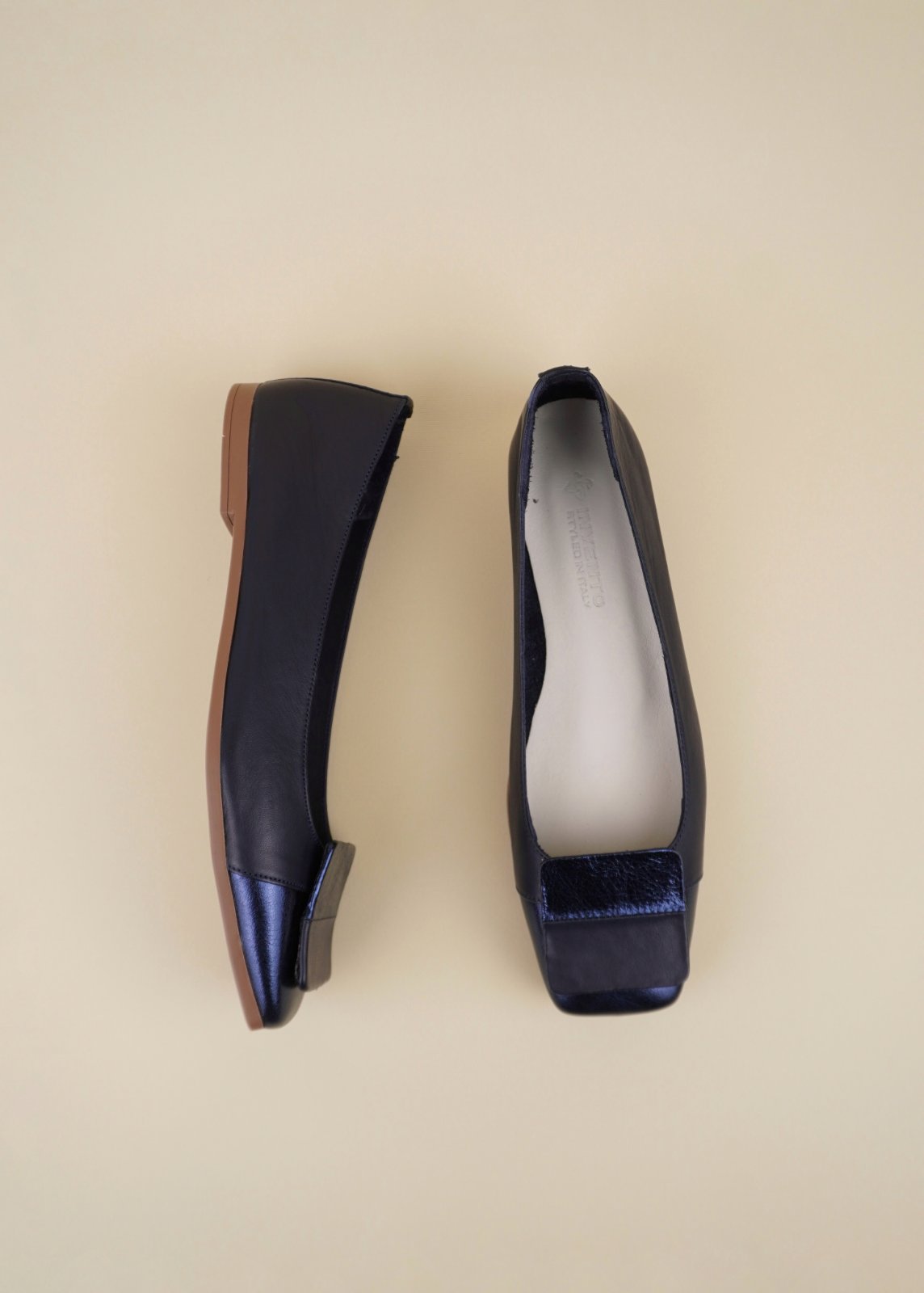 Kožne baletanke Invento 90TK1 Navy | Comfortino