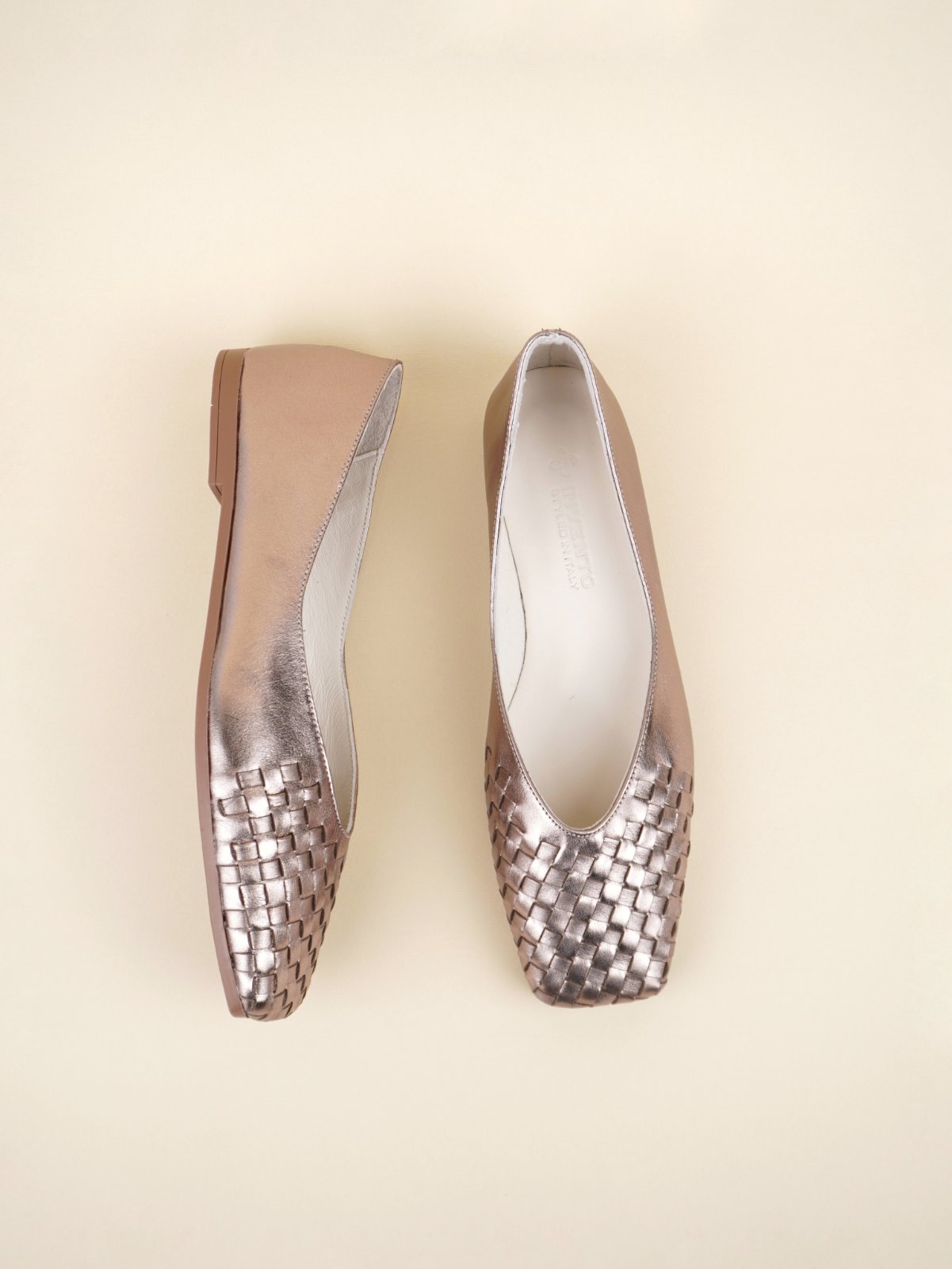 Kožne baletanke Invento 619 Met ash | Comfortino